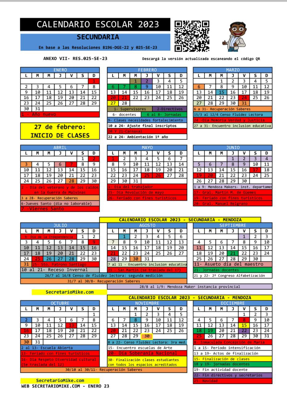 Calendario Escolar 2023, los detalles. – Blog del Secretario Mike